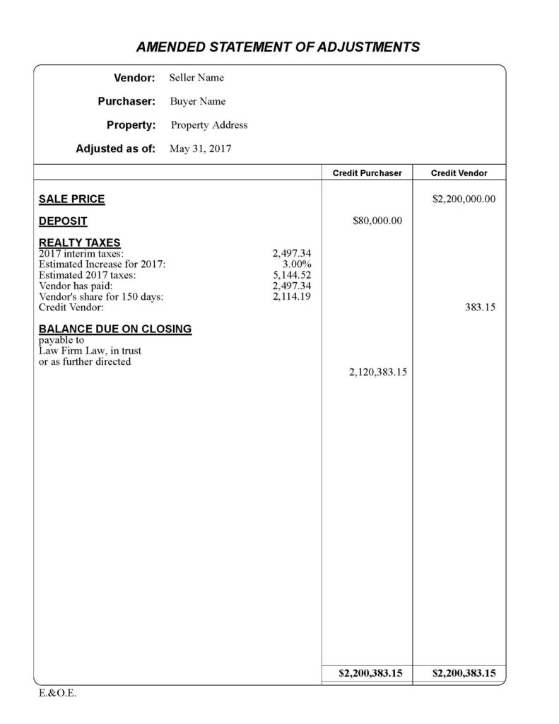 What is a Statement of Adjustments? - Lexpand Help Centre